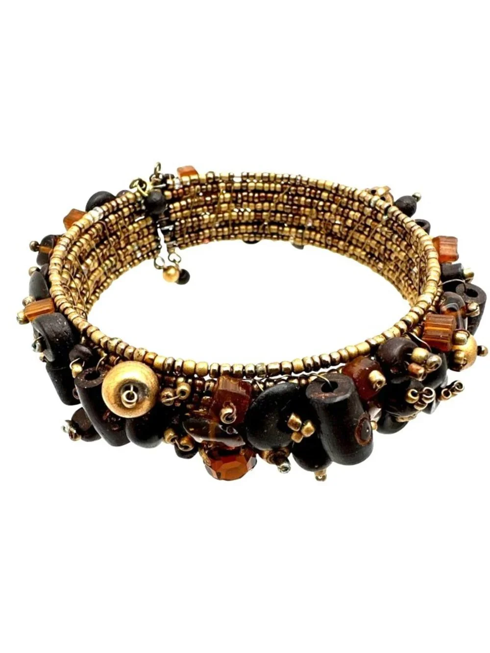 Unbranded | Jewelry | Earthy Eclectic Multi Bead Bangle Bracelet Cuff ...